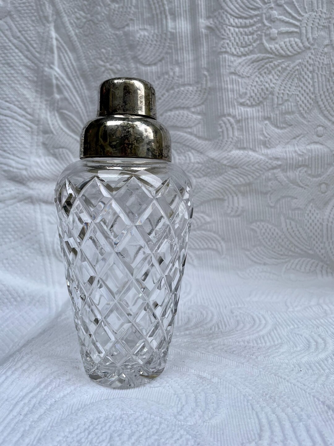 Vintage Crystal Shaker Mid Century Glassware Crystal Art Deco Cocktail ...