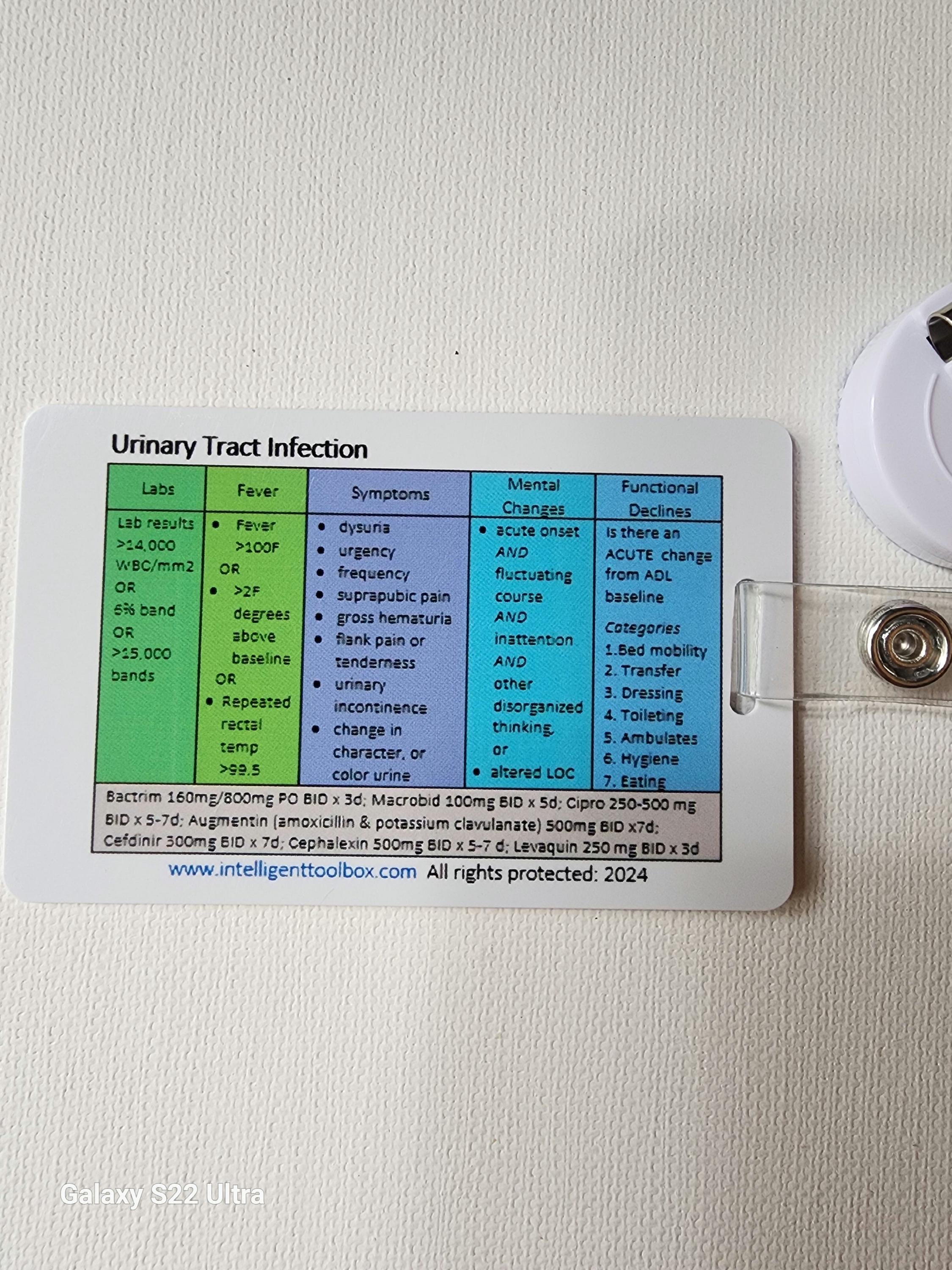Hospice Home Health Infection Control Reference Card, UTI Mcgeer ...