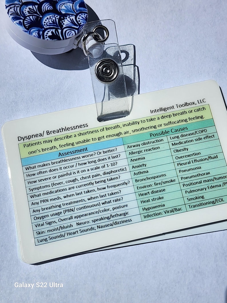 Hospice Home Health RN ID Badge Buddy, Dyspnea Assessment, Comfort Meds ...