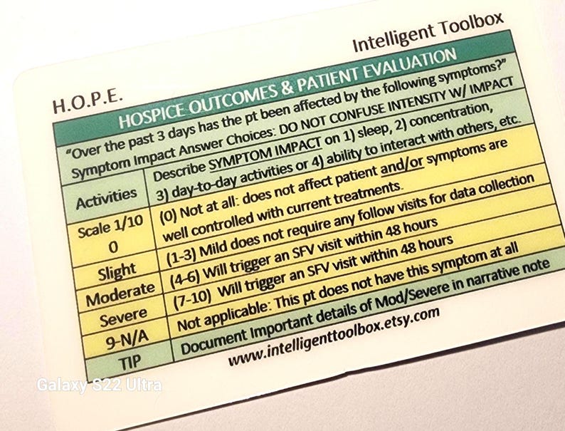 Hospice Nurse HOPE Badge Buddy, Patient Evaluation Reference Card - Etsy
