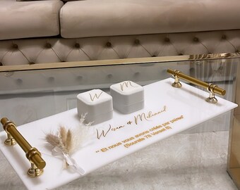 Personalized Wedding Tray W/ring Holder,nikkah Ring Tray,ring Tray ...