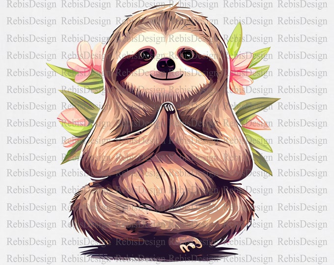 Yoga Sloth PNG File PNG File Digital Download Sublimation Sloth Yoga ...