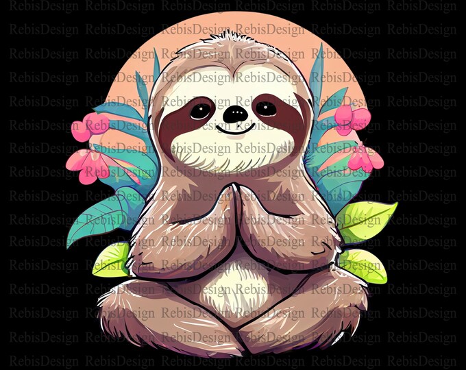 Yoga Sloth PNG File PNG File Digital Download Sublimation Sloth Yoga ...