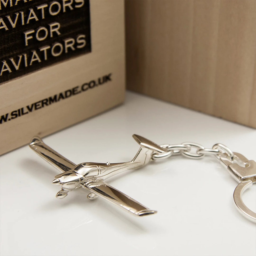 Airplane Diamond DA-20 Eclipse Sterling Silver Keychain, Sport Airplane ...