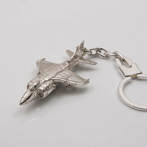 Airplane Harrier Sterling Silver Keychain, Fighter Airplane Keyring ...