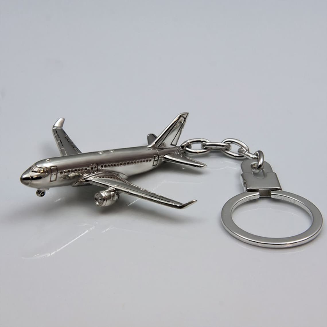 Airplane Airbus A320 Keychain, Sterling Silver 925 Keyring, Pilot Gift ...