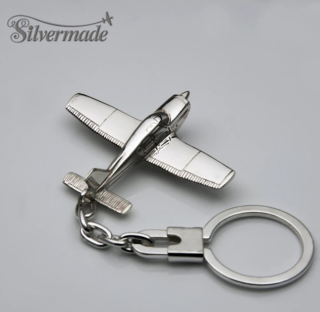 Airplane Piper PA28 Keychain , Sterling Silver 925 Keyring, Pilot Gift ...