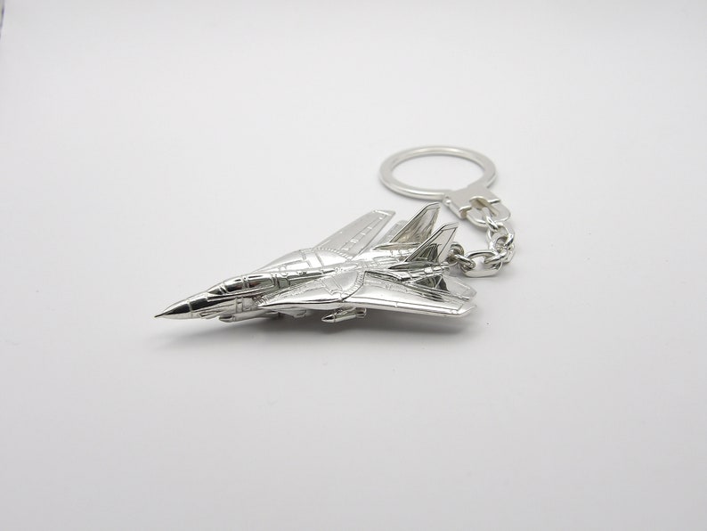 F-14 Tomcat Aircraft Sterling Silver Keychain , Jet Fighter Airplane ...