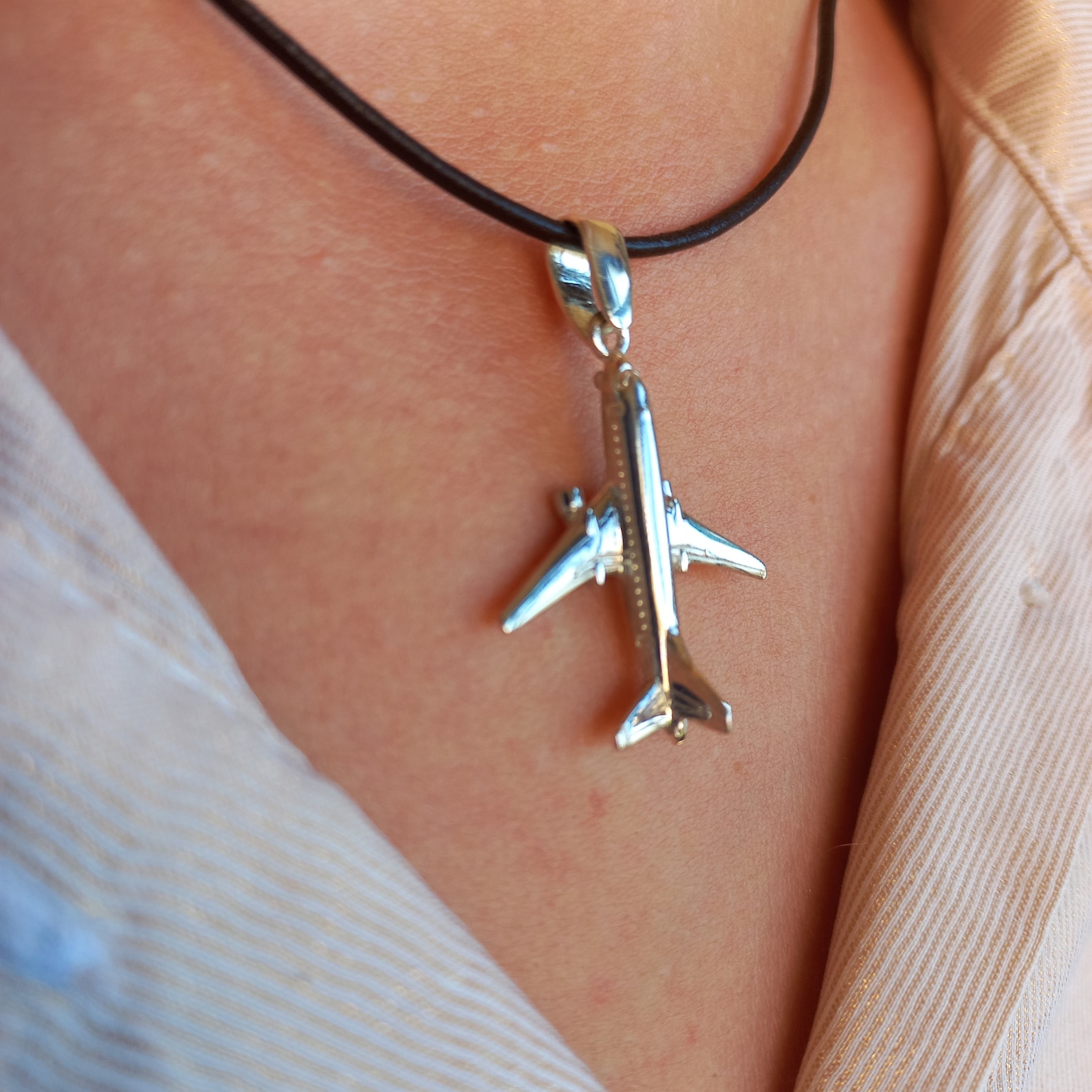 Airbus A320 Necklace, Sterling Silver Airplane Charm, Aviation Jewelry ...