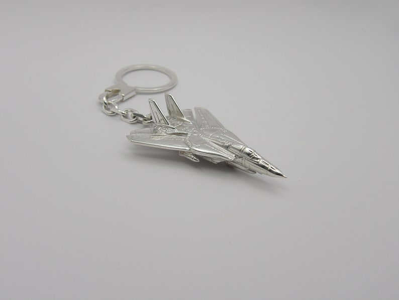 F-14 Tomcat Aircraft Sterling Silver Keychain , Jet Fighter Airplane ...