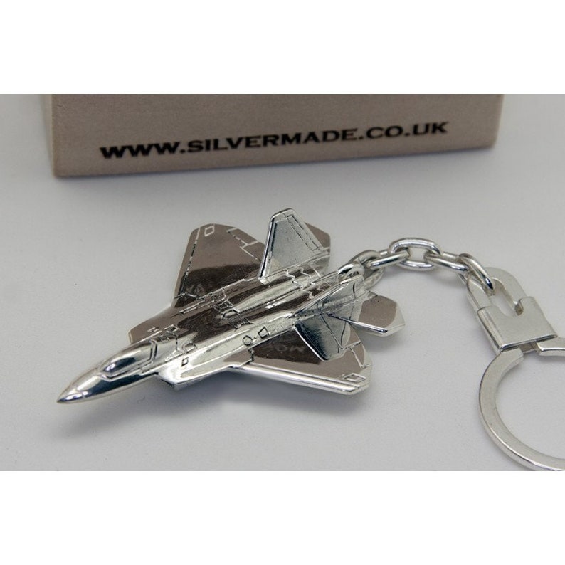 Airplane F-22 Raptor Sterling Silver Keychain , Fighter Airplane ...