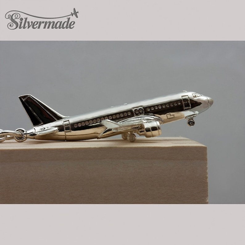 Sterling Silver Airbus A320 Keychain, Detailed Airplane Charm, Pilot ...