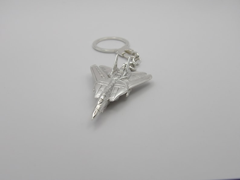 F-14 Tomcat Aircraft Sterling Silver Keychain , Jet Fighter Airplane ...