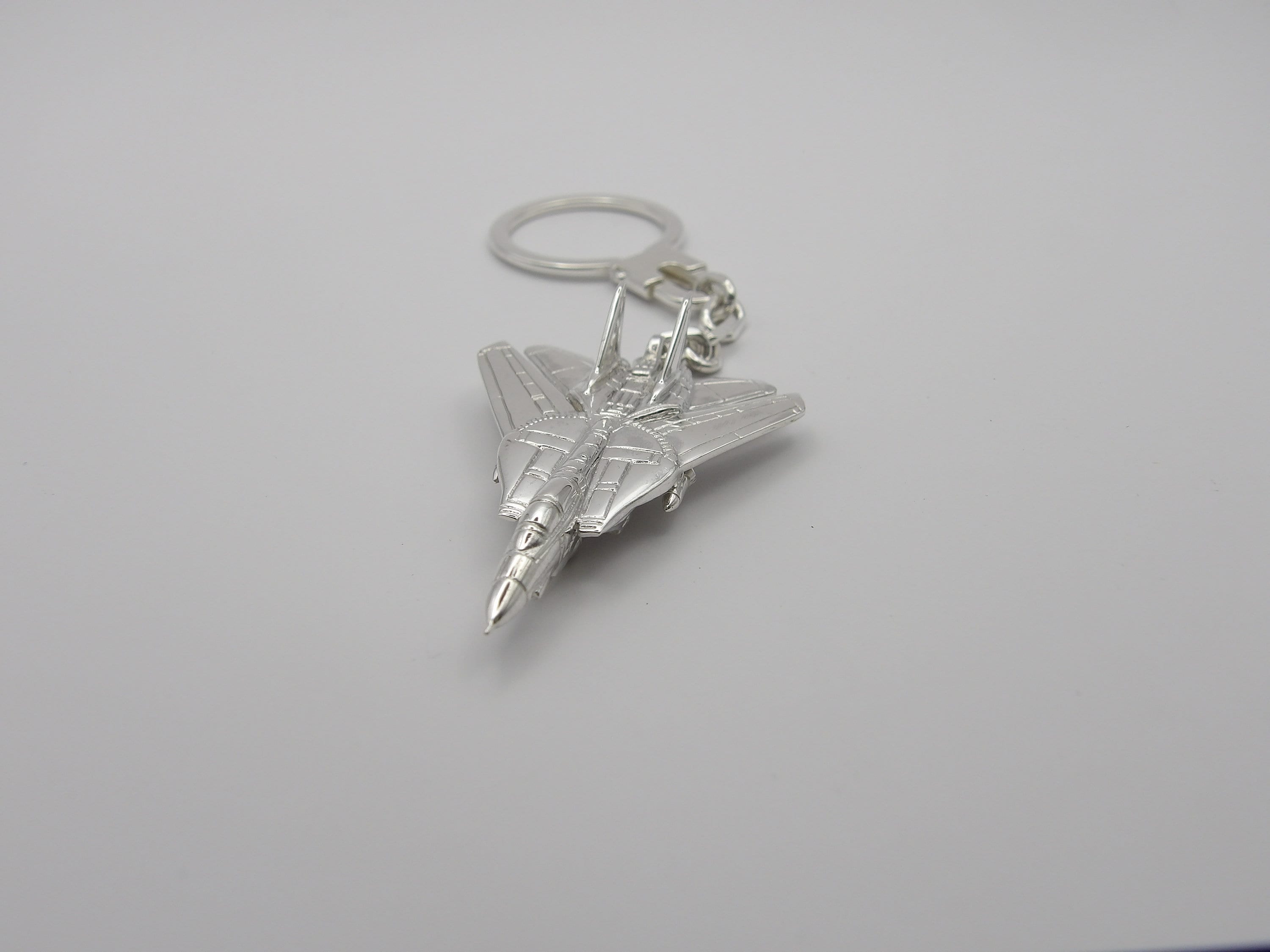 F-14 Tomcat Aircraft Sterling Silver Keychain , Jet Fighter Airplane ...