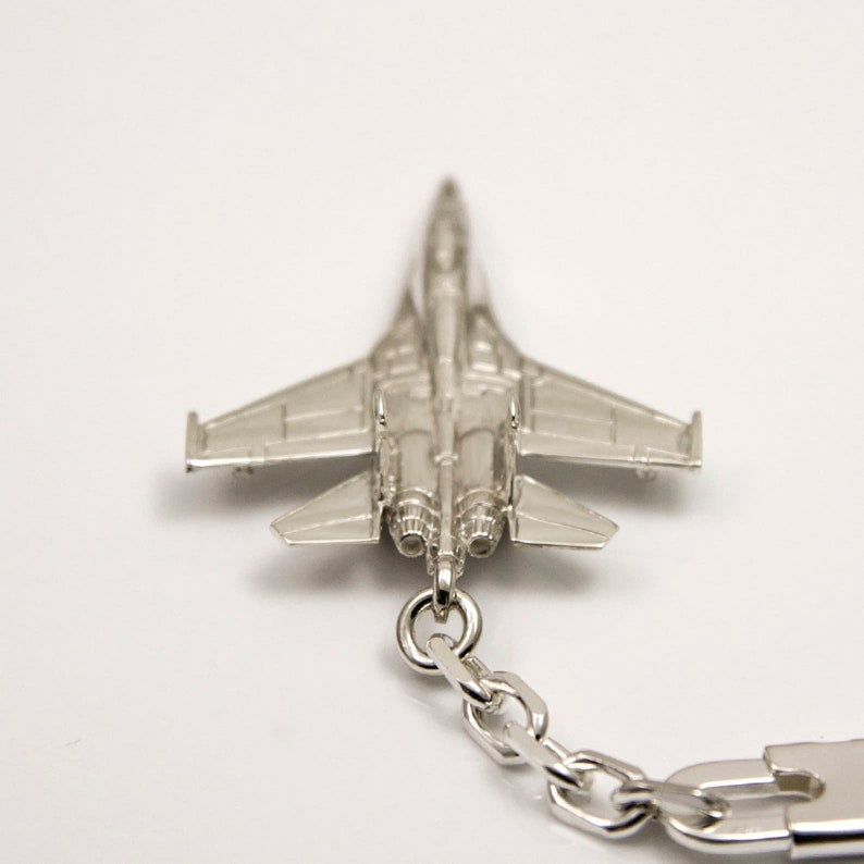Airplane SU-27 Sterling Silver Keychain, Airplane Keyring, Pilot Gift ...