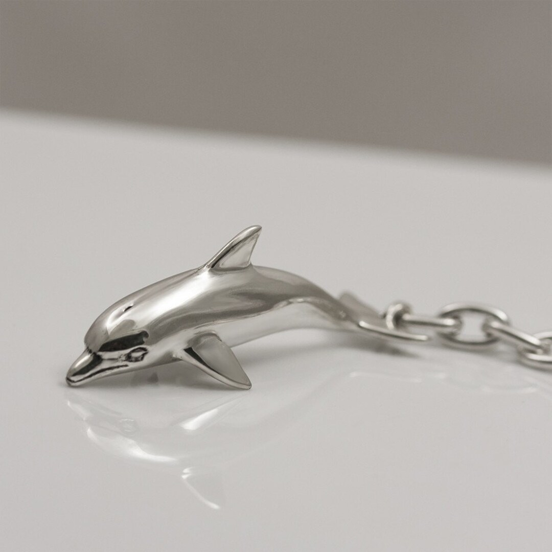 Dolphin Keychiain, Sea Animals Sterling Silver Keyring, Ocean Life ...