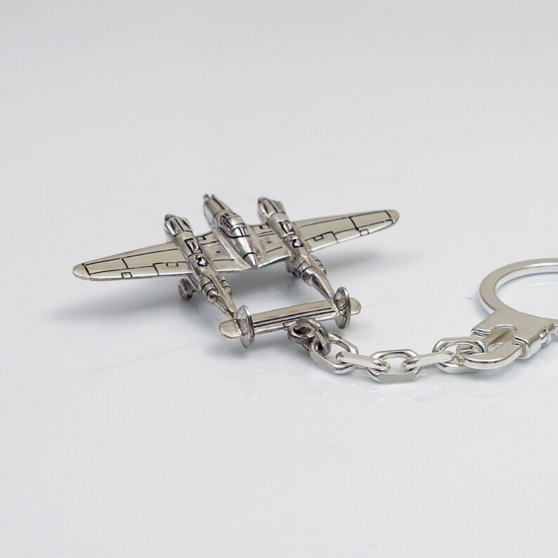 Airplane Lockheed P38 Lightning Sterling Silver Keychain, Fighter Jet ...