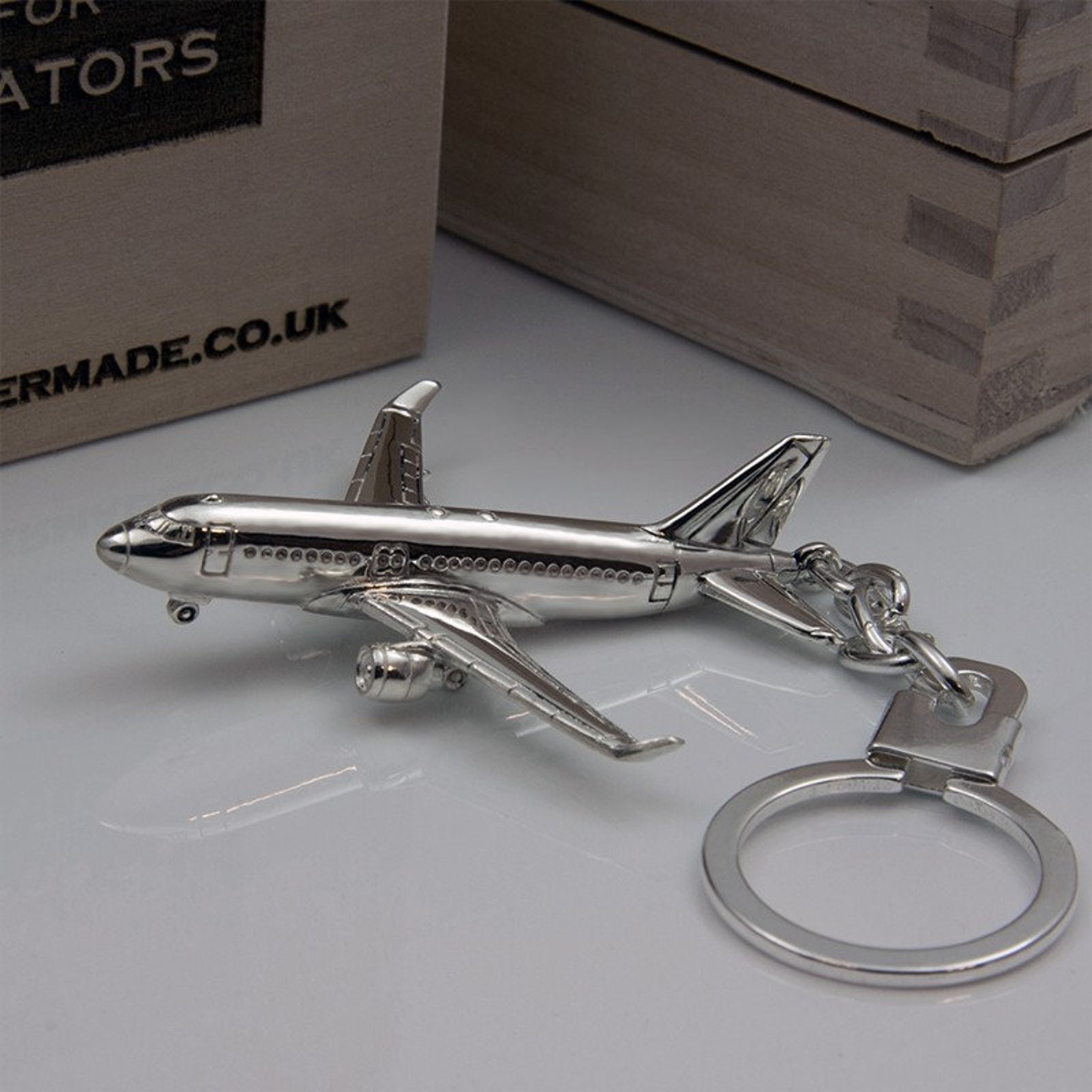 Airplane Airbus A320 Keychain, Sterling Silver 925 Keyring, Pilot Gift ...
