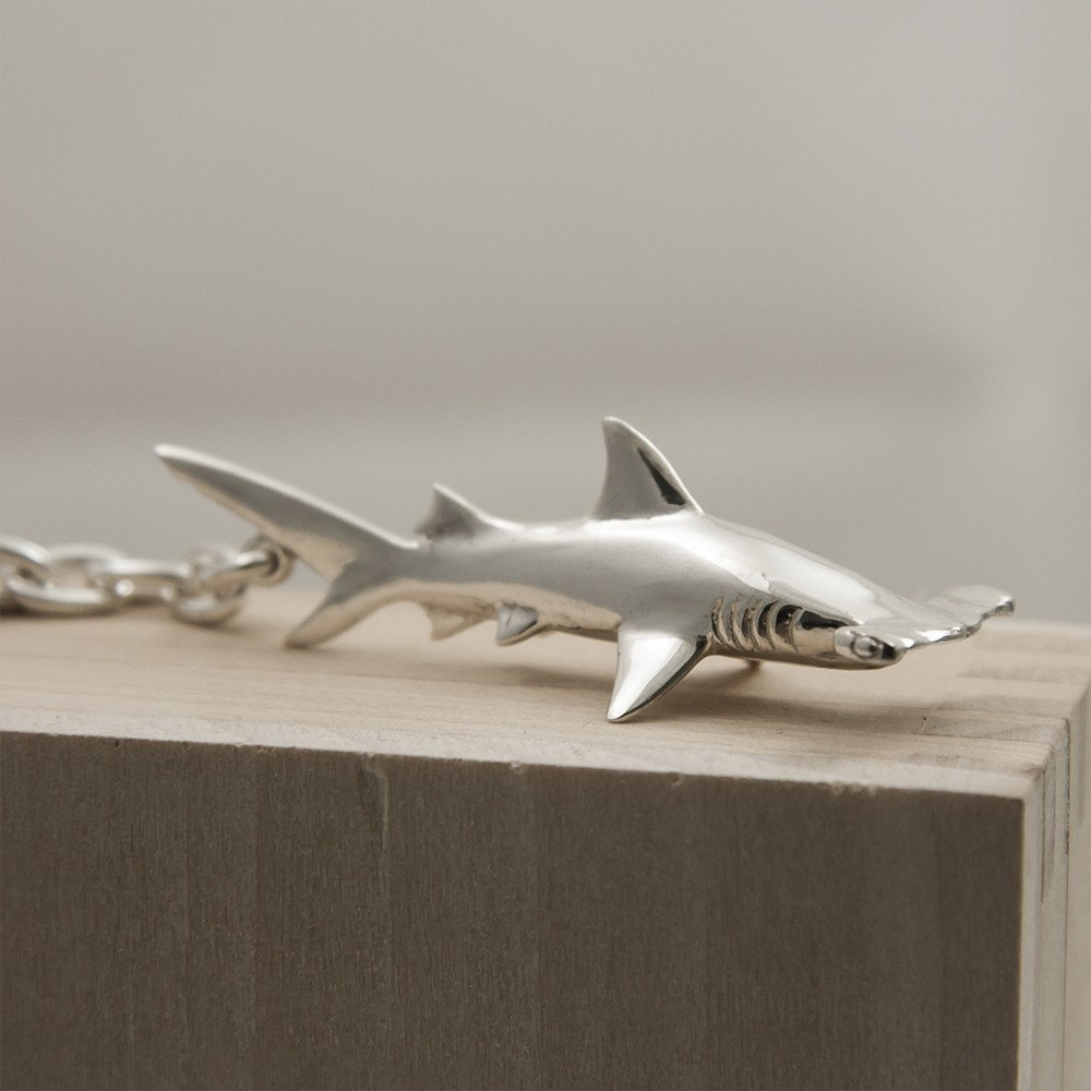 Hammerhead Shark Keychain, Sea Animal Sterling Silver Keyring, Ocean ...