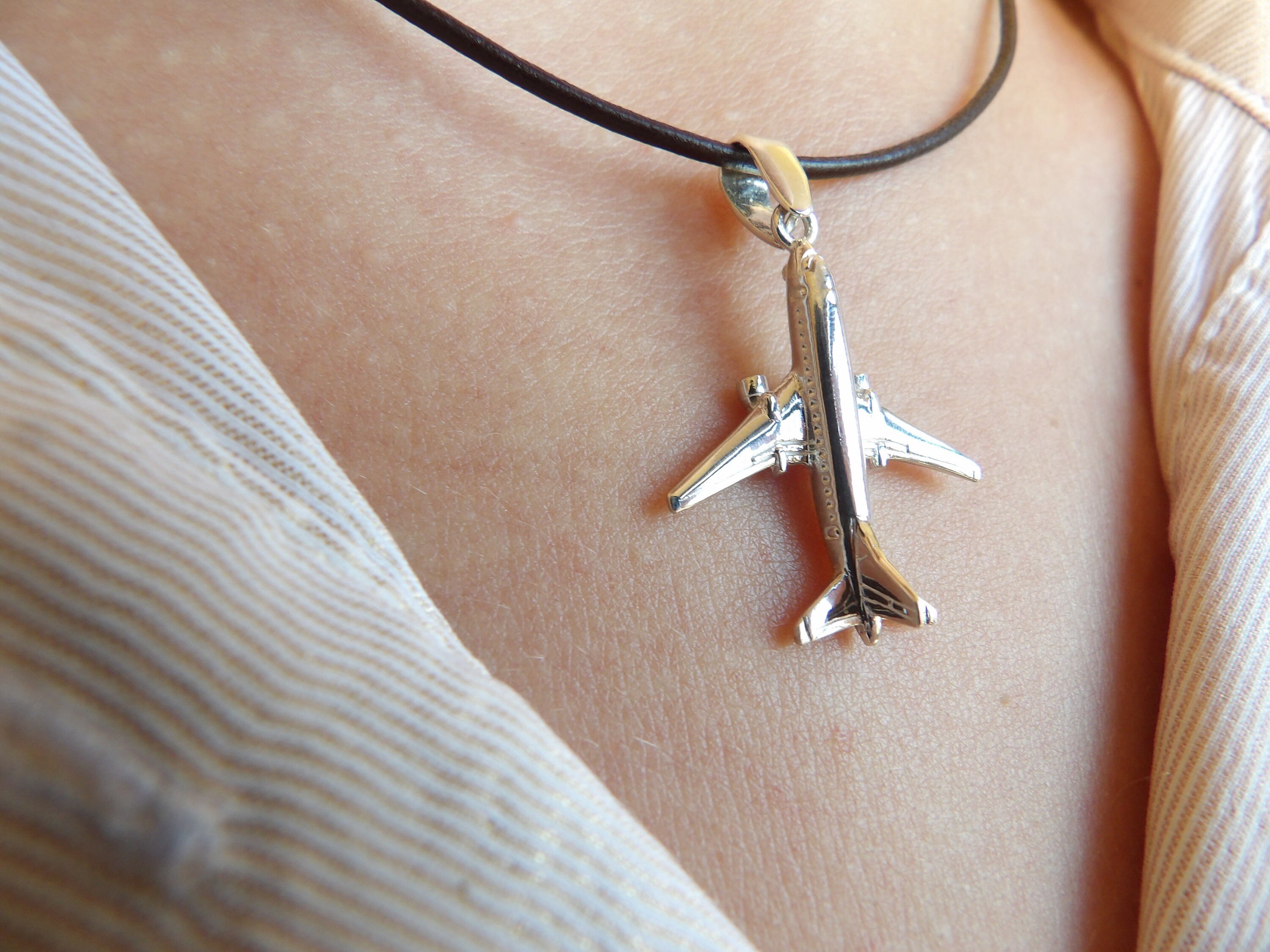 Airbus A320 Necklace, Sterling Silver Airplane Charm, Aviation Jewelry ...