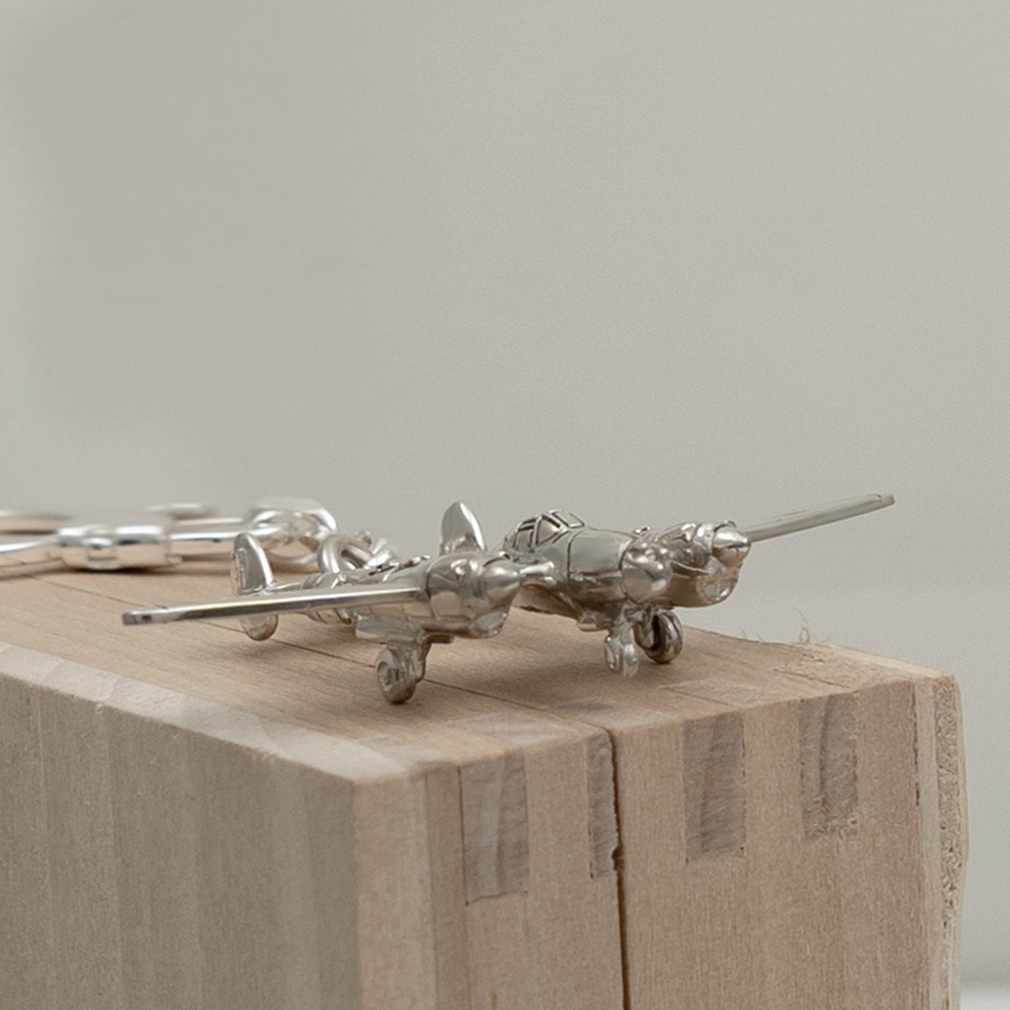 Airplane Lockheed P38 Lightning Sterling Silver Keychain, Fighter Jet ...