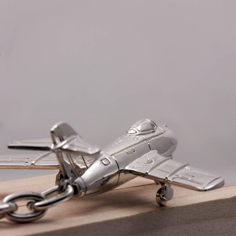 Airplane MIG-15 Keychain Sterling Silver 925 Keyring Pilot - Etsy