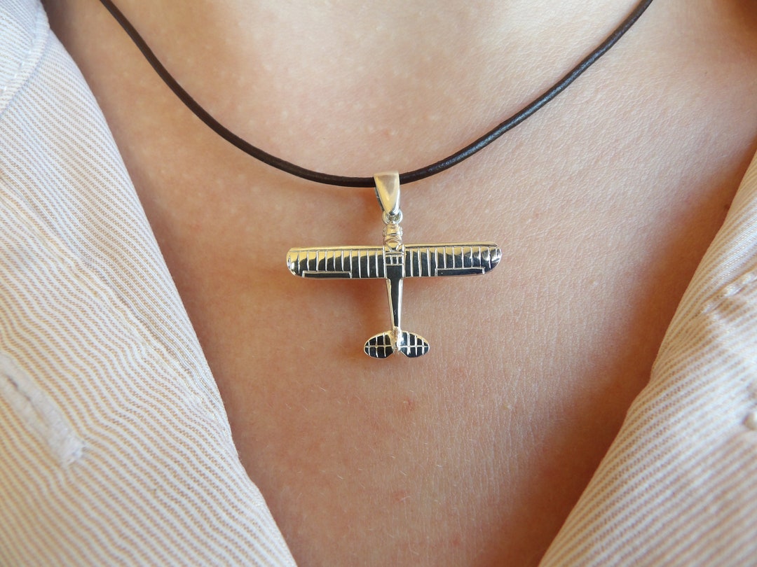 Airplane Piper CUB Pendant, Sterling Silver 925 Airplane Charm ...