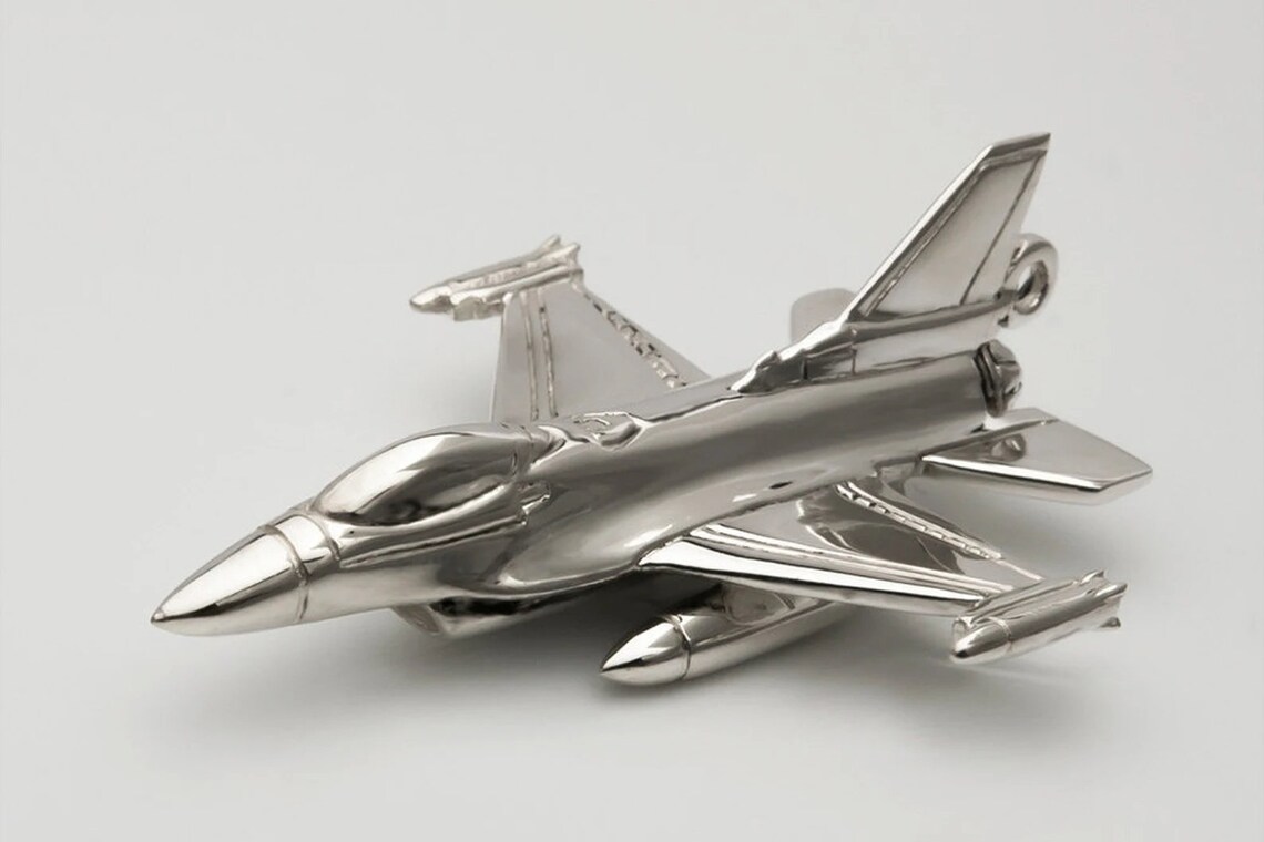 Airplane F-16 Sterling Silver Keychain, Fighter Jet Keyring, Pilot Gift ...