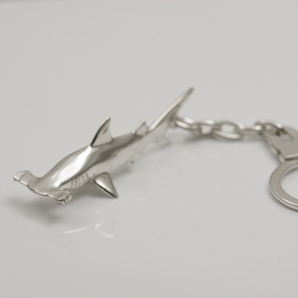 Hammerhead Shark Keychain Sea Animal Sterling Silver Keyring - Etsy