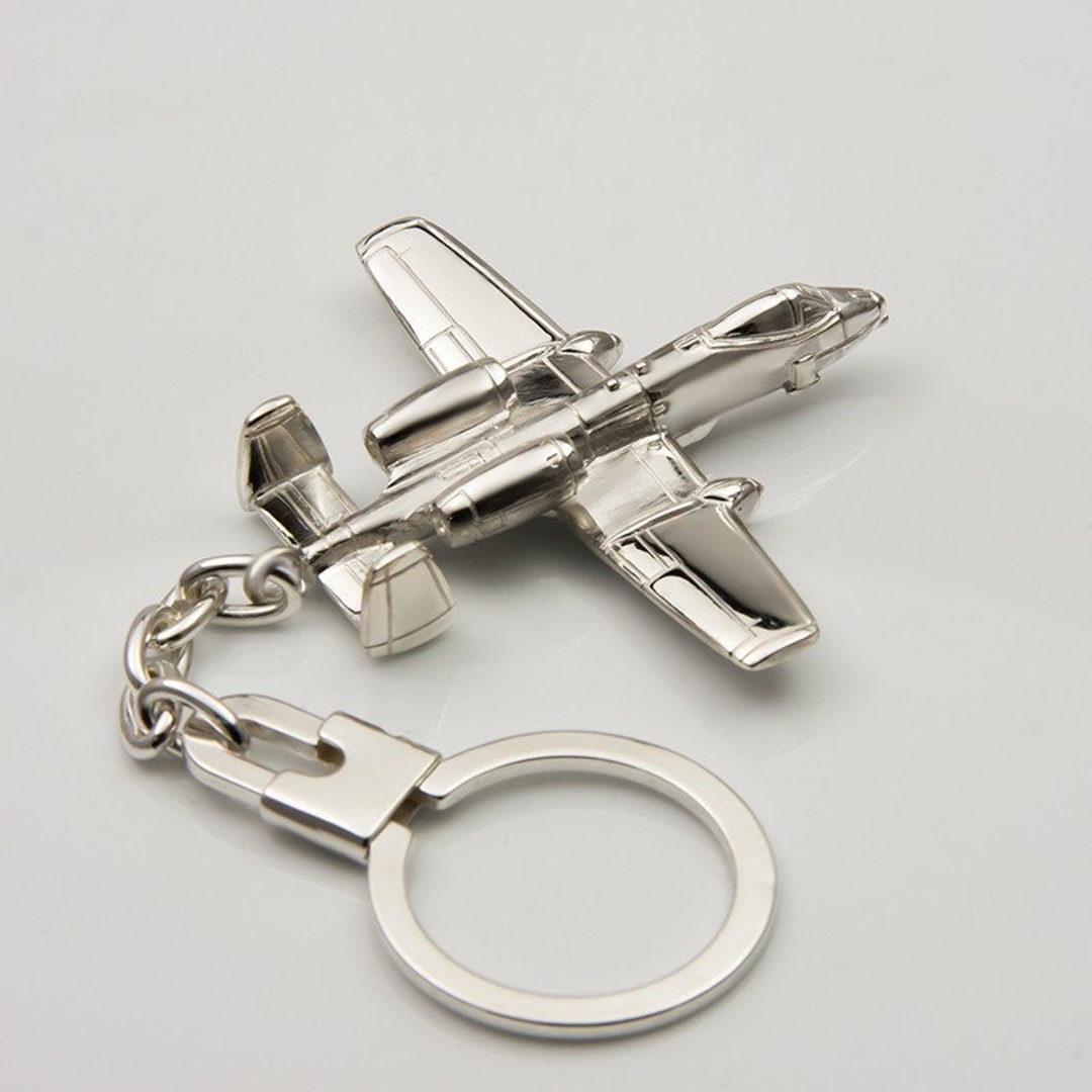 Sterling Silver A-10C Thunderbolt Keychain, Detailed Airplane Keyring ...