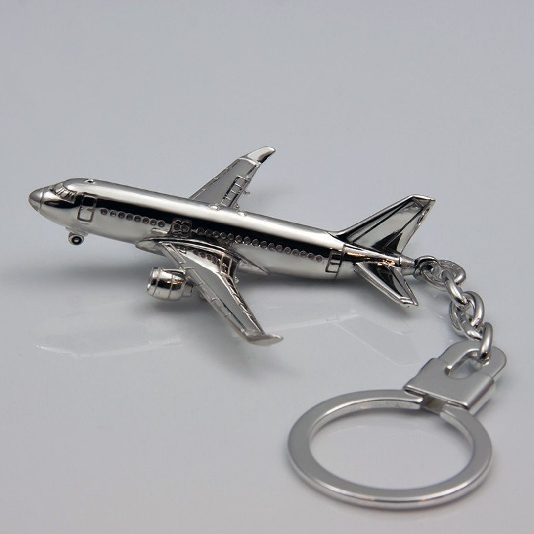 Airplane Airbus A320 Keychain, Sterling Silver 925 Keyring, Pilot Gift ...