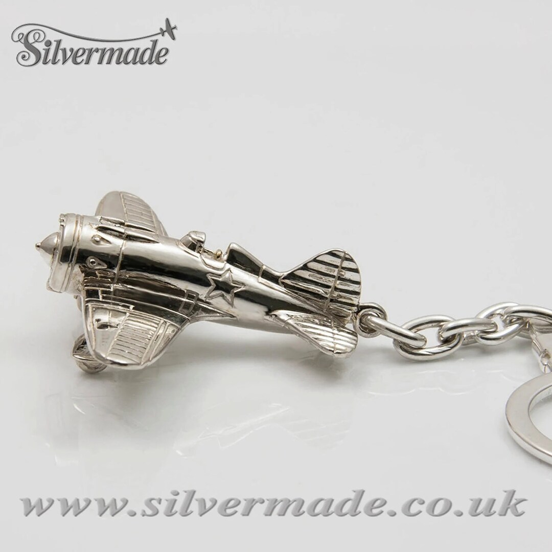Airplane Polikarpov I-16 Sterling Silver Keychain, Aircraft Keyring ...
