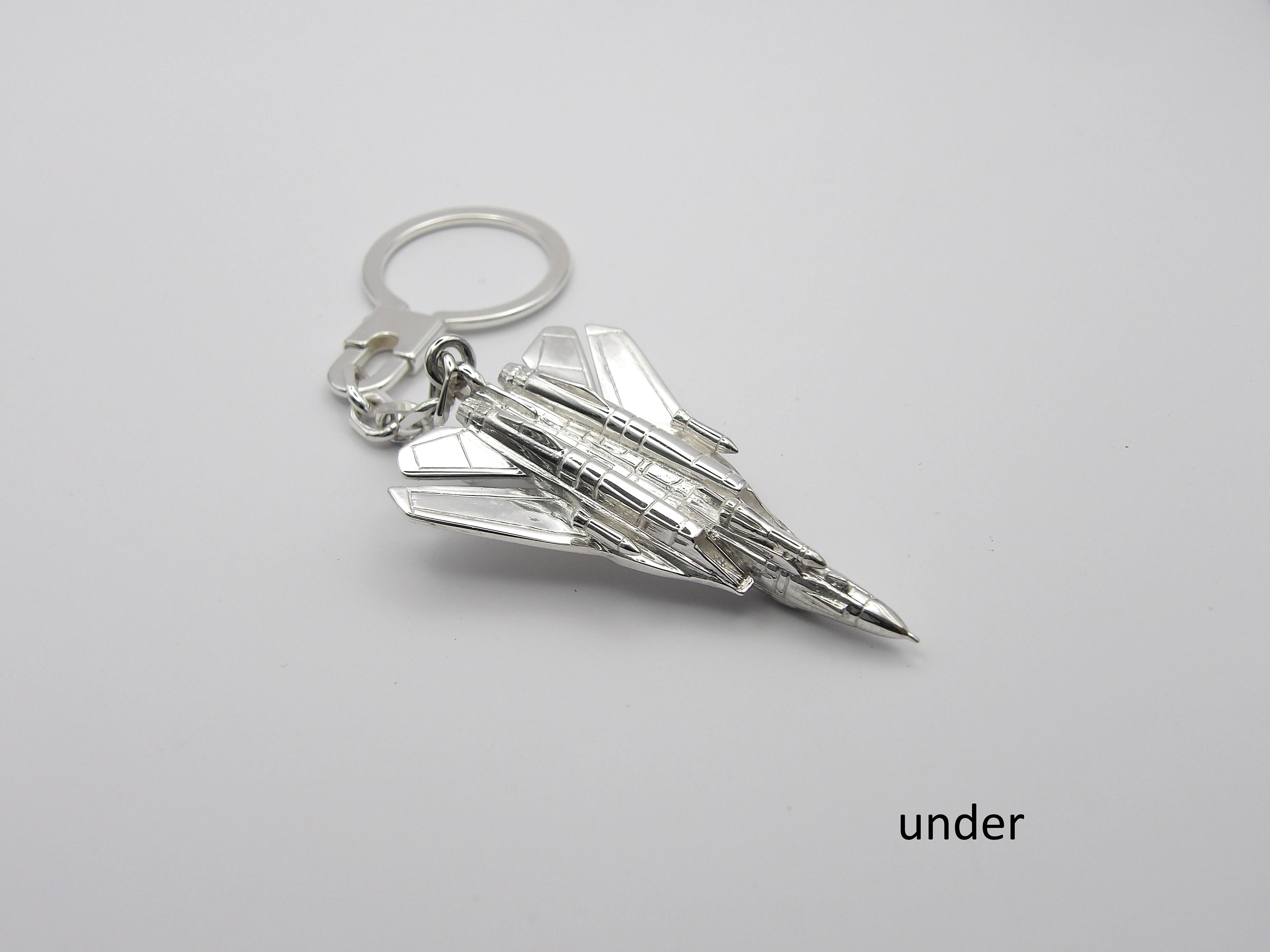 F-14 Tomcat Aircraft Sterling Silver Keychain , Jet Fighter Airplane ...