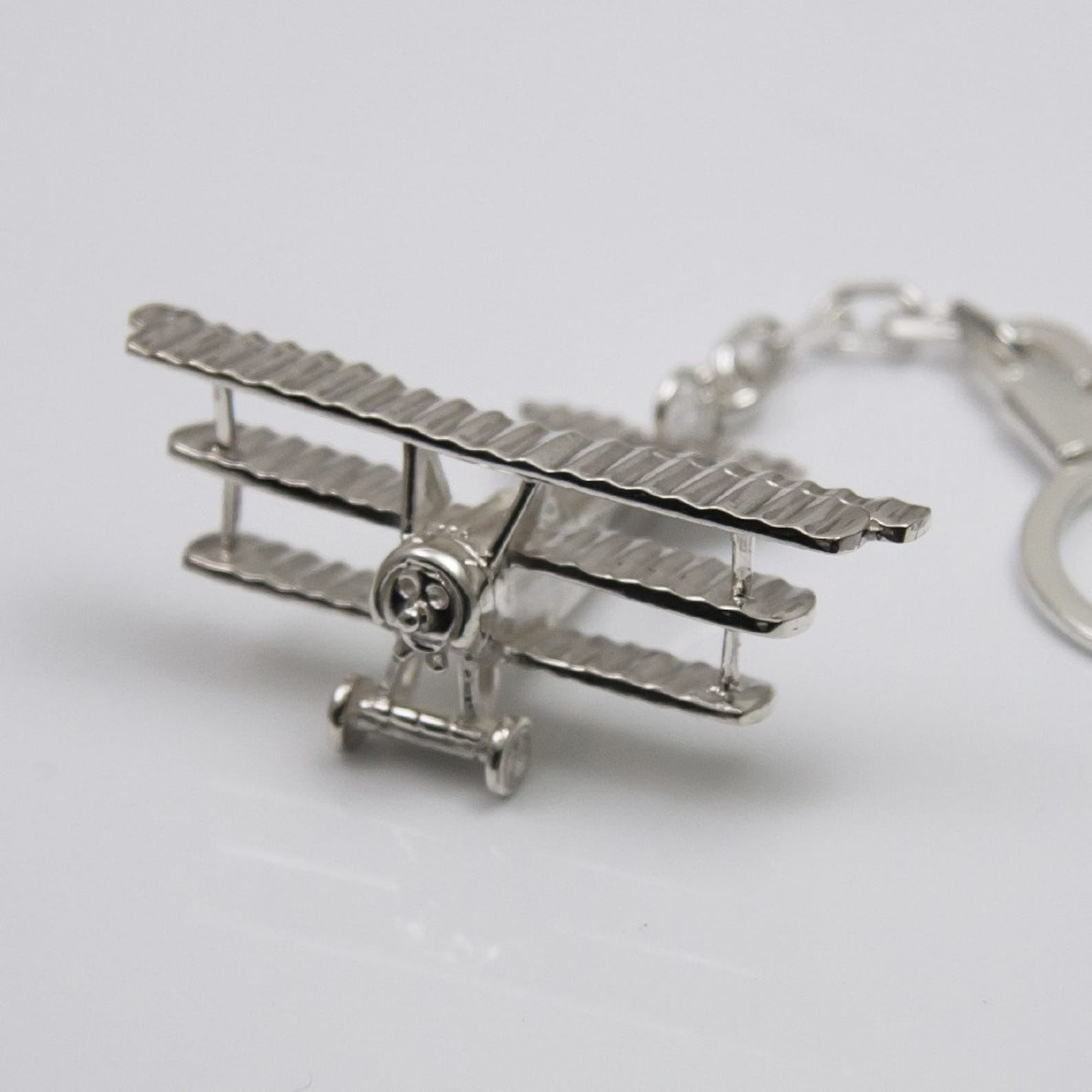 Airplane Fokker Dr1-red Baron Silver Keyring, Aviation Keychain, Pilot ...