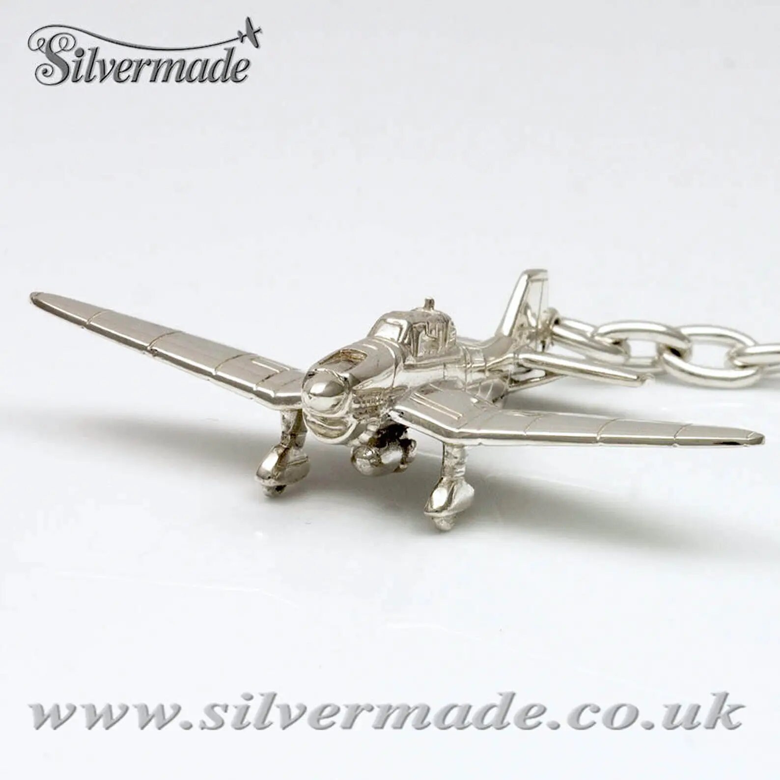 Airplane Junkers JU-87 Stuka Keychain, Sterling Silver 925 Keyring ...