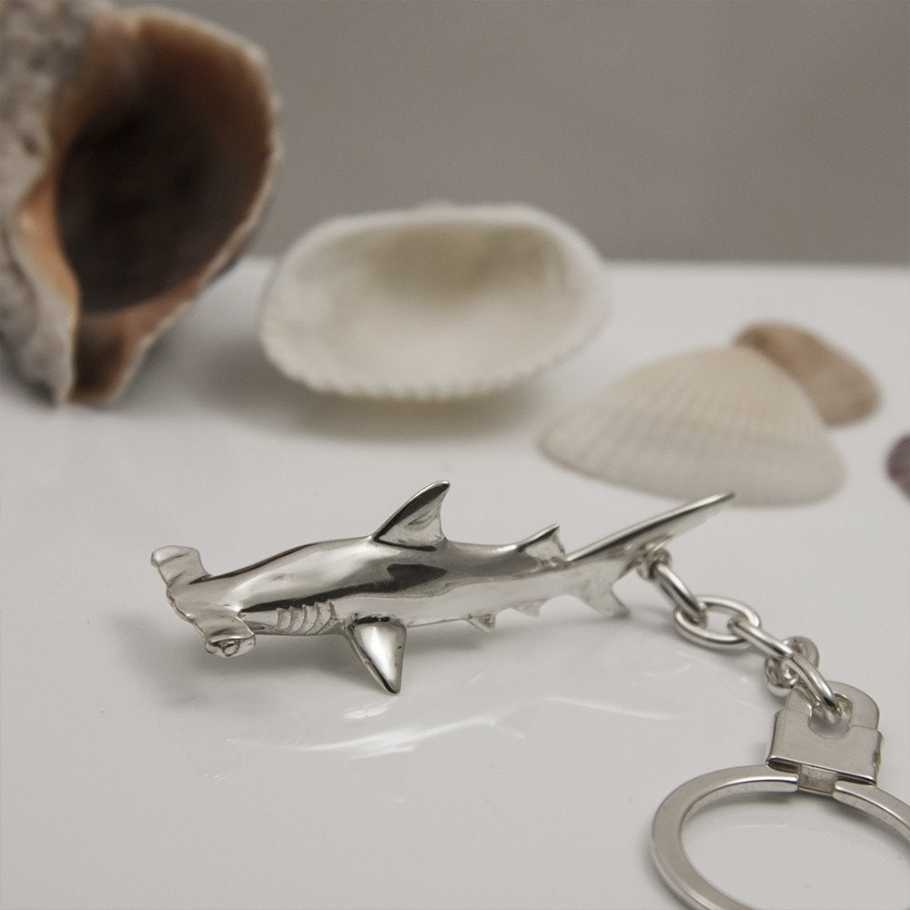Hammerhead Shark Keychain Sea Animal Sterling Silver Keyring - Etsy