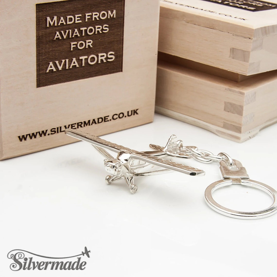 Airplane Piper CUB J-3 Sterling Silver Keychain , Sport Airplane ...