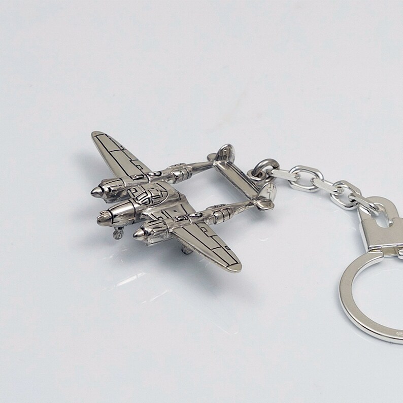 Airplane Lockheed P38 Lightning Sterling Silver Keychain, Fighter Jet ...
