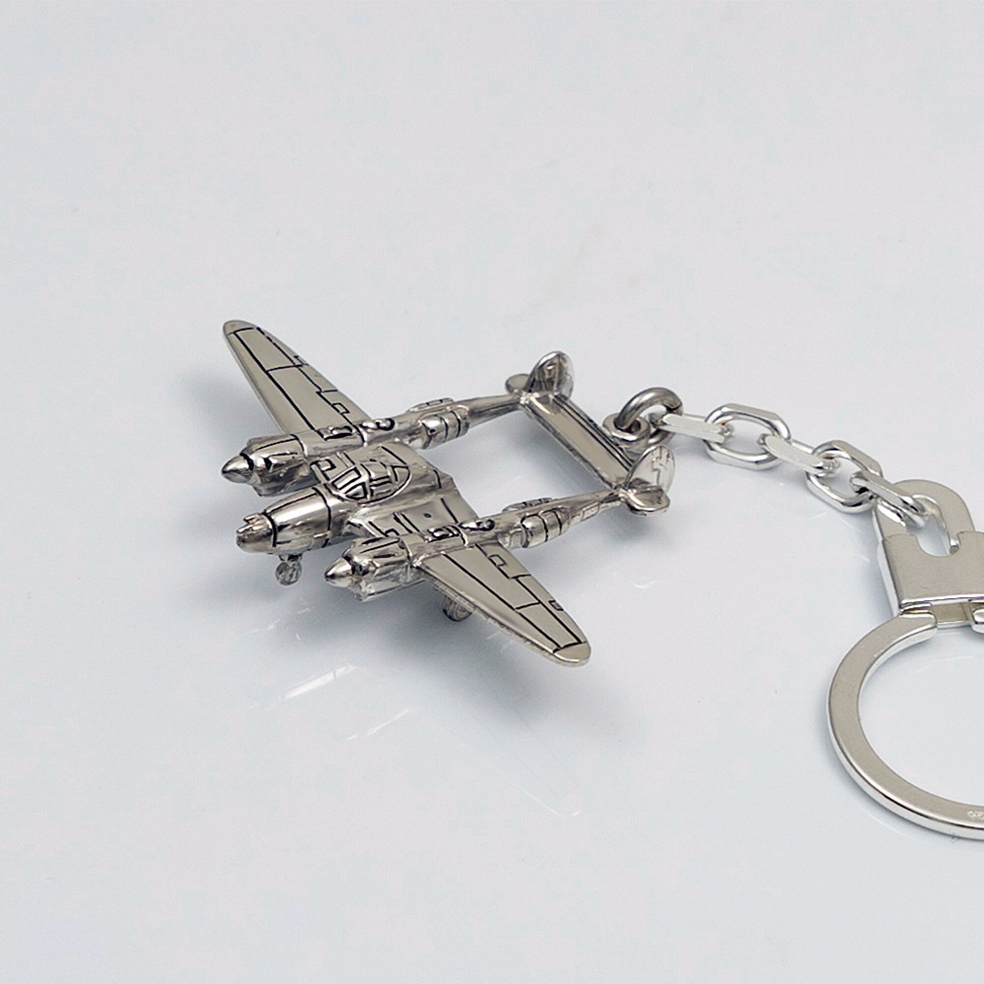 Airplane Lockheed P38 Lightning Sterling Silver Keychain, Fighter Jet ...