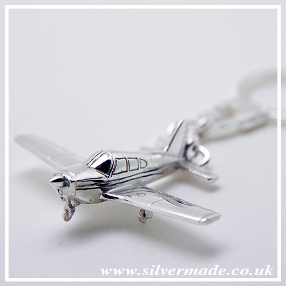 Airplane Piper PA28 Keychain , Sterling Silver 925 Keyring, Pilot Gift ...