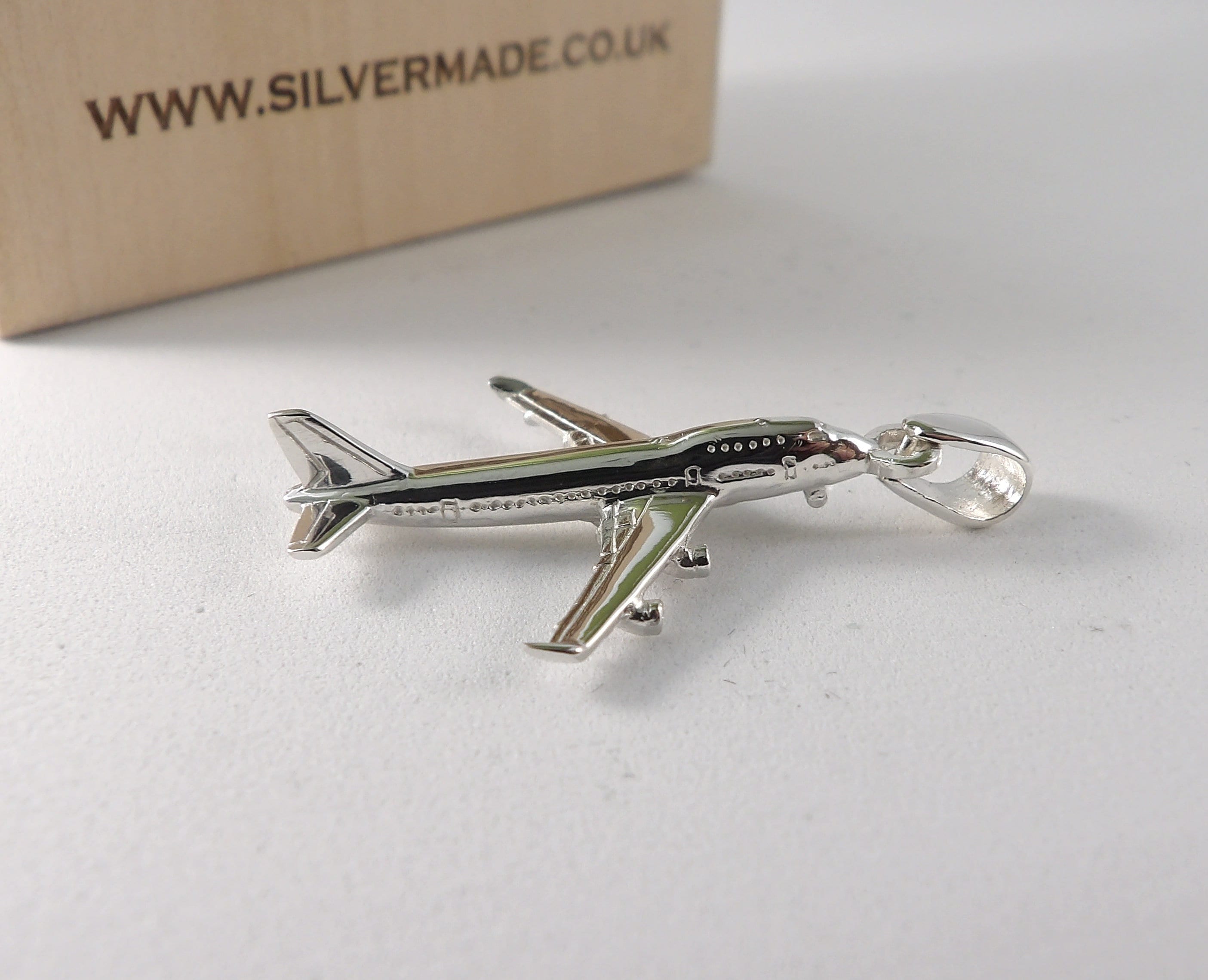 Airplane Jumbo Jet Necklace, Gift for Pilot, Sterling Silver 925 ...