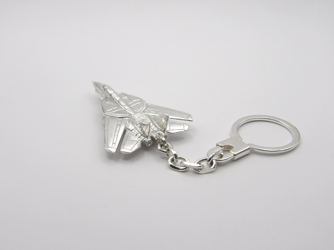 F-14 Tomcat Aircraft Sterling Silver Keychain , Jet Fighter Airplane ...