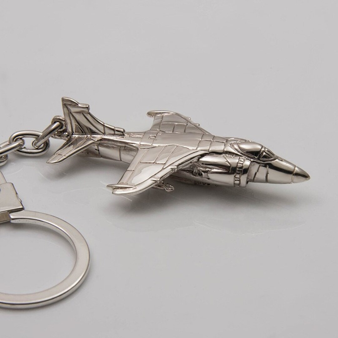 Airplane Harrier Sterling Silver Keychain, Fighter Airplane Keyring ...