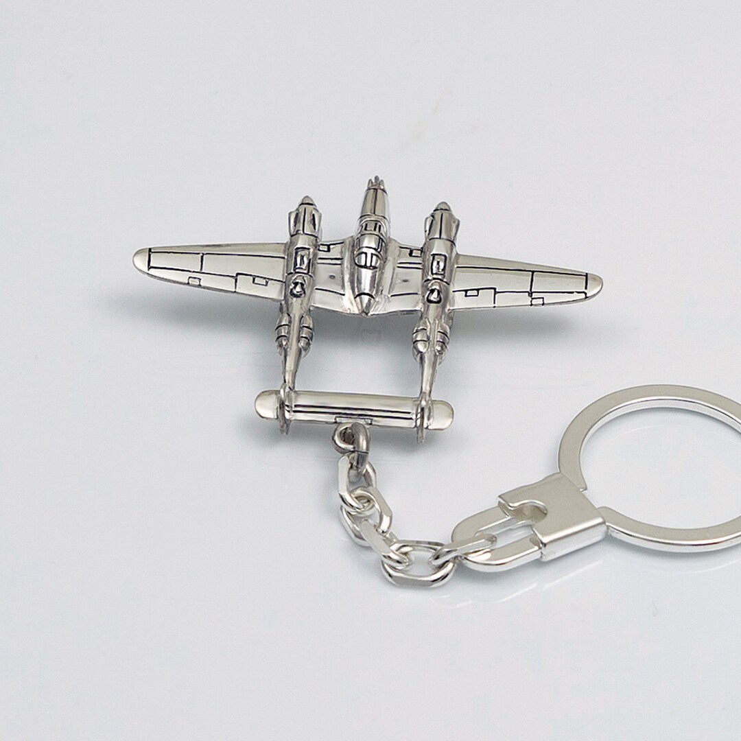 Airplane Lockheed P38 Lightning Sterling Silver Keychain, Fighter Jet ...