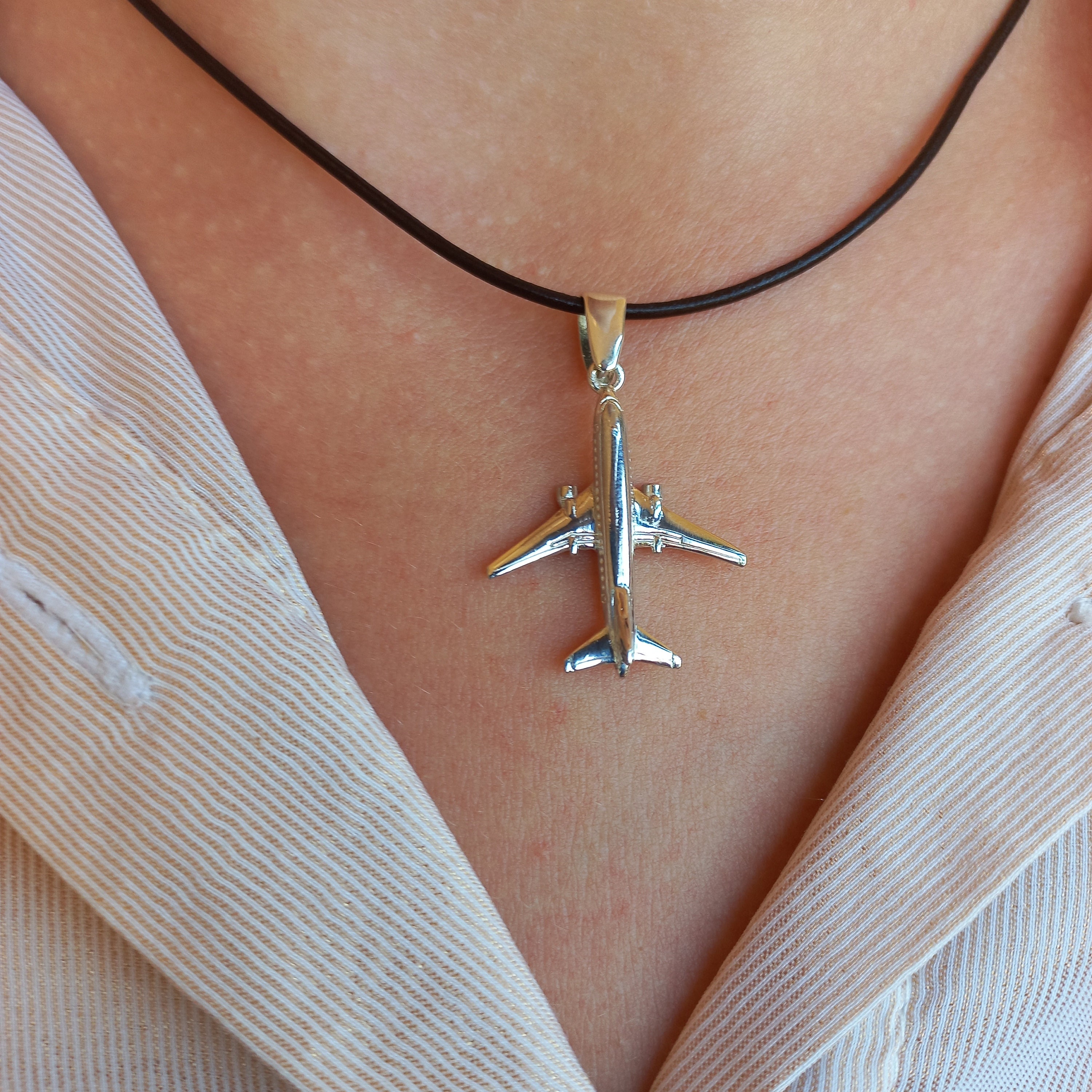 Airbus A320 Necklace, Sterling Silver Airplane Charm, Aviation Jewelry ...