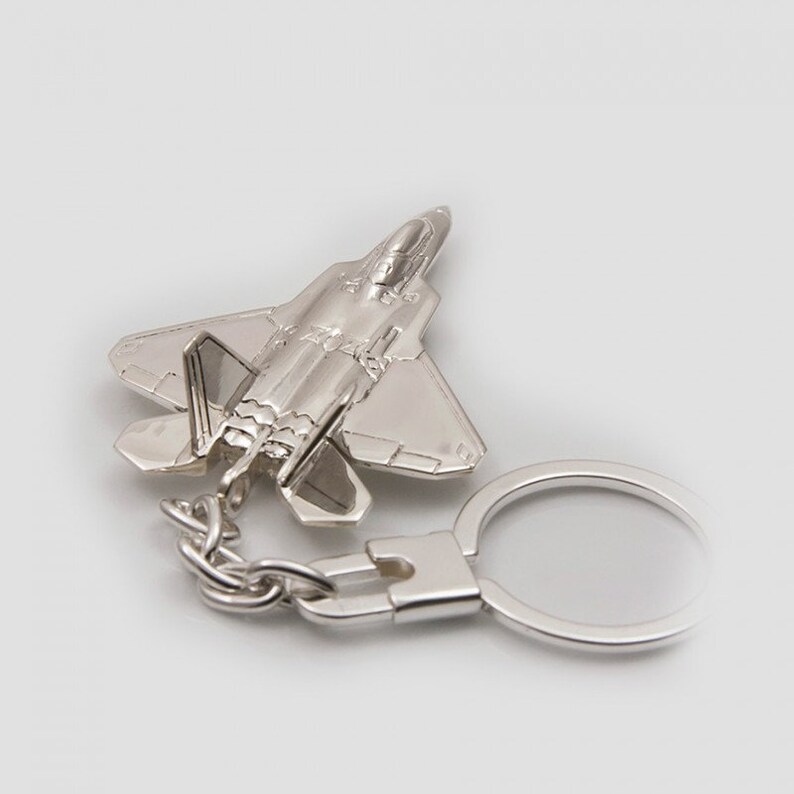 Airplane F-22 Raptor Sterling Silver Keychain , Sport Airplane Keyring ...
