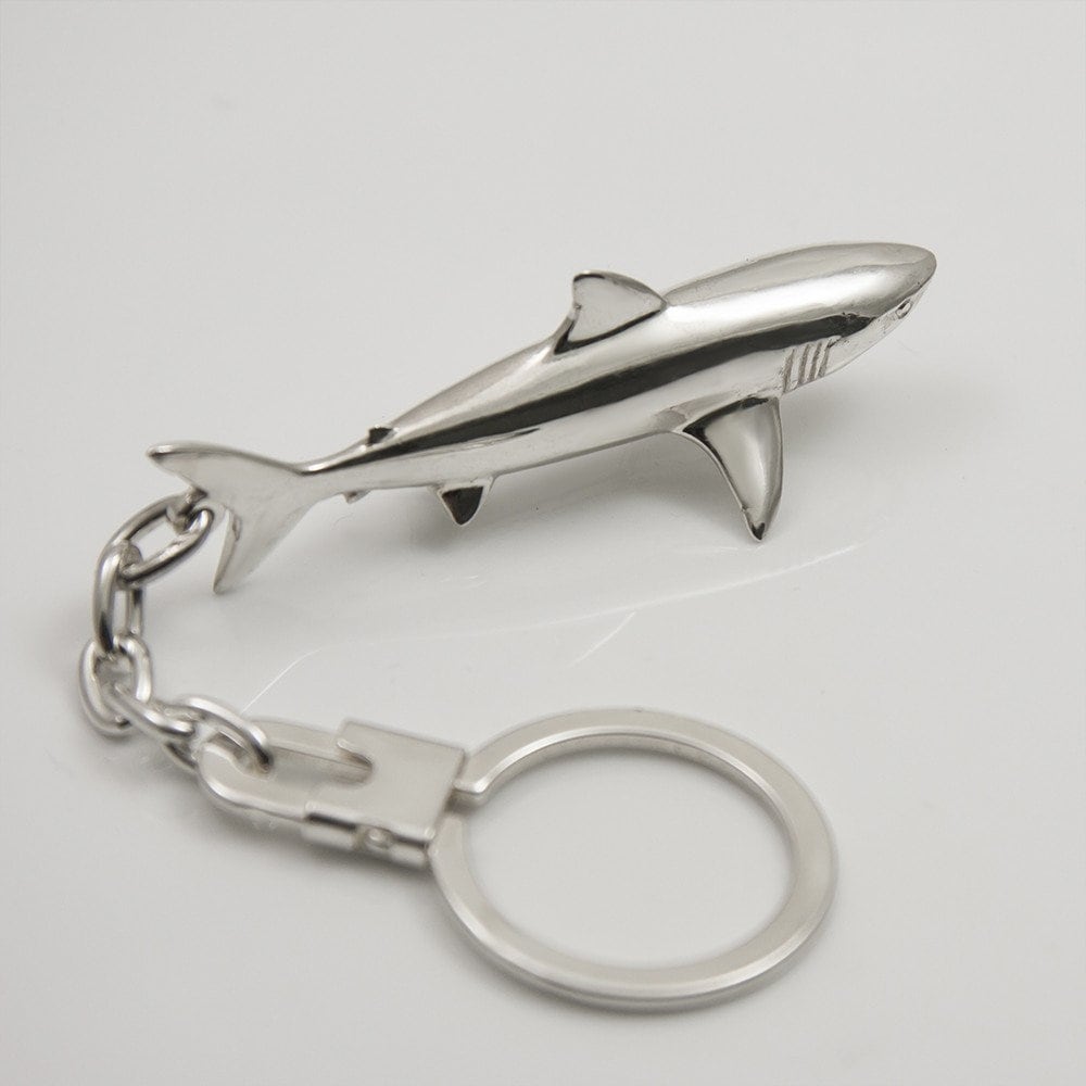 Shark Keychain Sea Animal Sterling Silver Keyring Ocean - Etsy