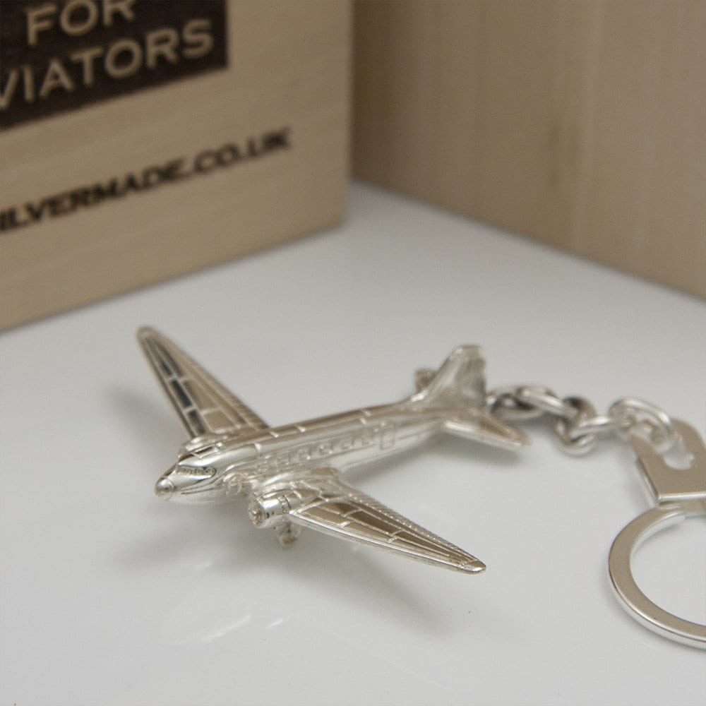 Airplane Douglas DC-3 Keychain, Sterling Silver Aviation Keyring, Pilot ...