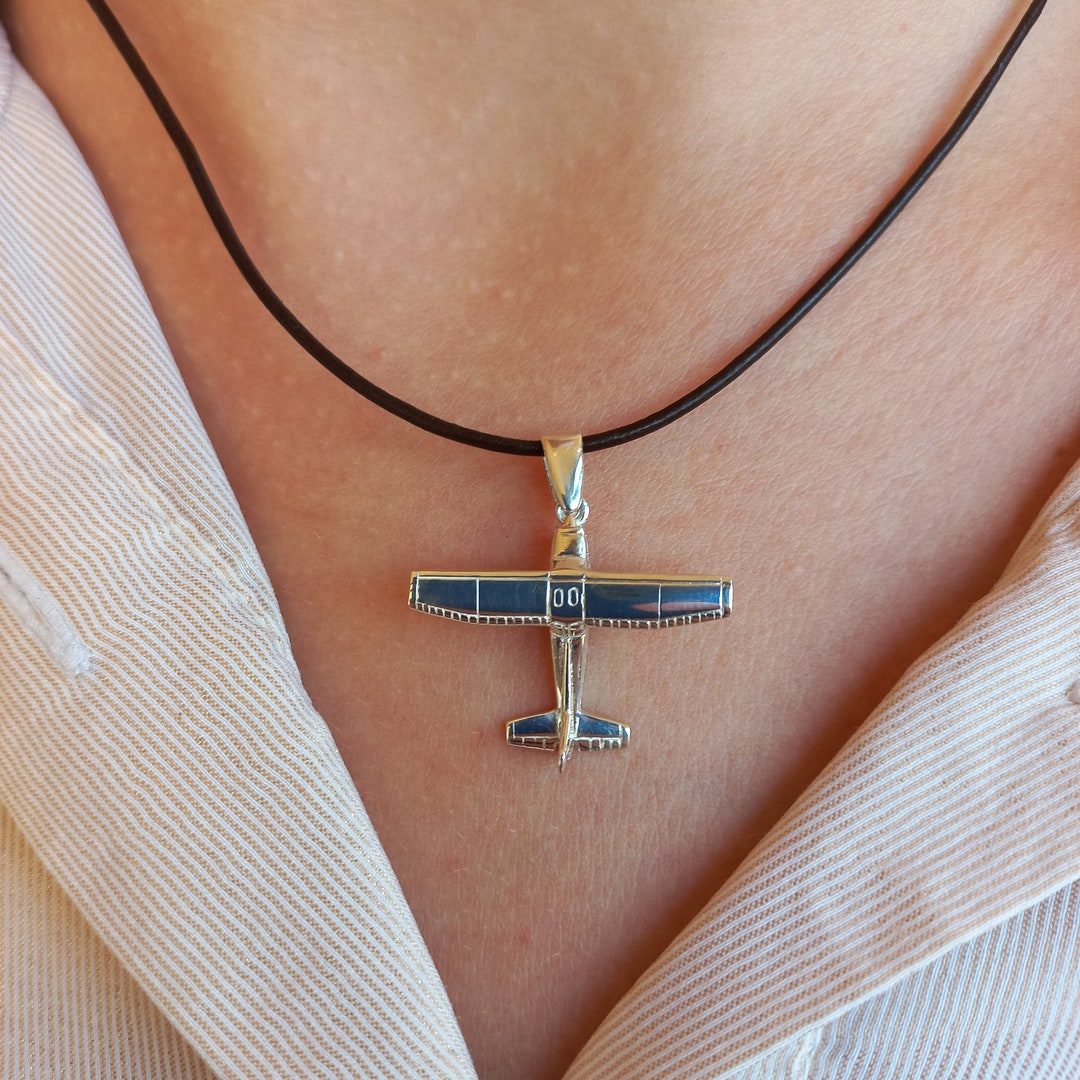 Airplane Cessna Necklace, Sterling Silver 925 Airplane Charm, Aircraft ...