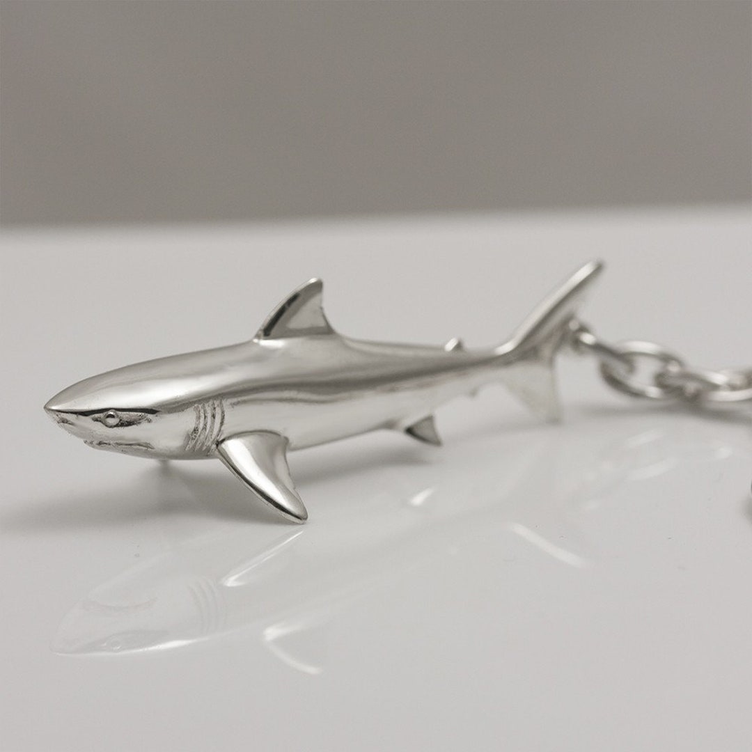 Shark Keychain, Sea Animal Sterling Silver Keyring, Ocean Life ...